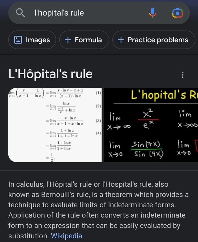 Q. Ihopital's rule & Images Formula Practice problems L'Hopital's rule ...