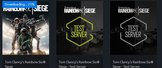 Downloading... 25% [SIEGE RANEOWS): Istece I SIEGE Tom Clancy's Rainbow ...