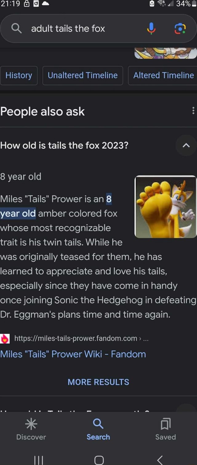 All Q. adult tails the fox History Unaltered Timeline Altered Timeline ...