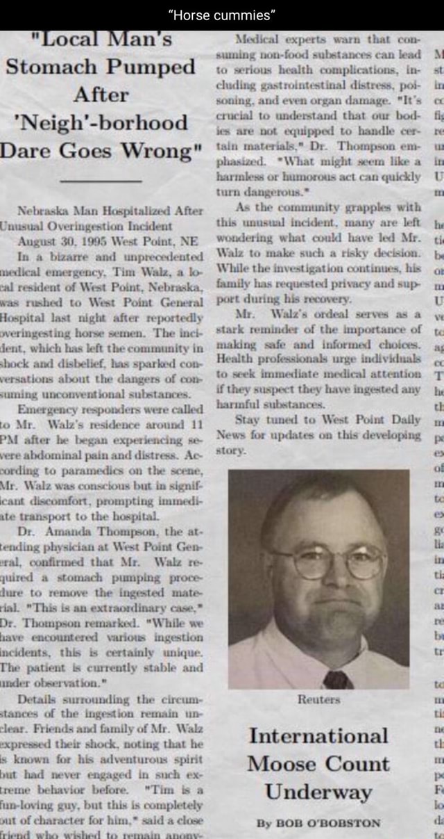 "Horse cummies" Man's Stomach Pumped After Neigh Dare Goes Wrong ...