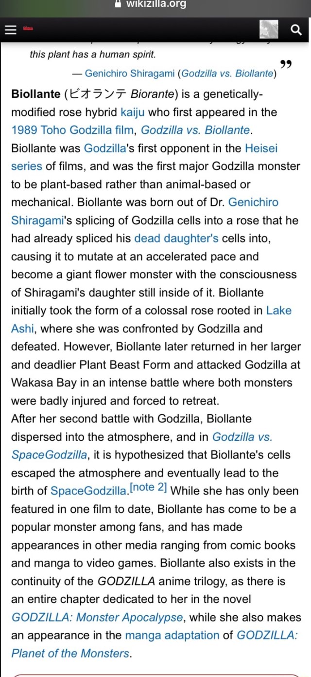This plant has a human spirit. - Genichiro Shiragami (Godzilla vs ...