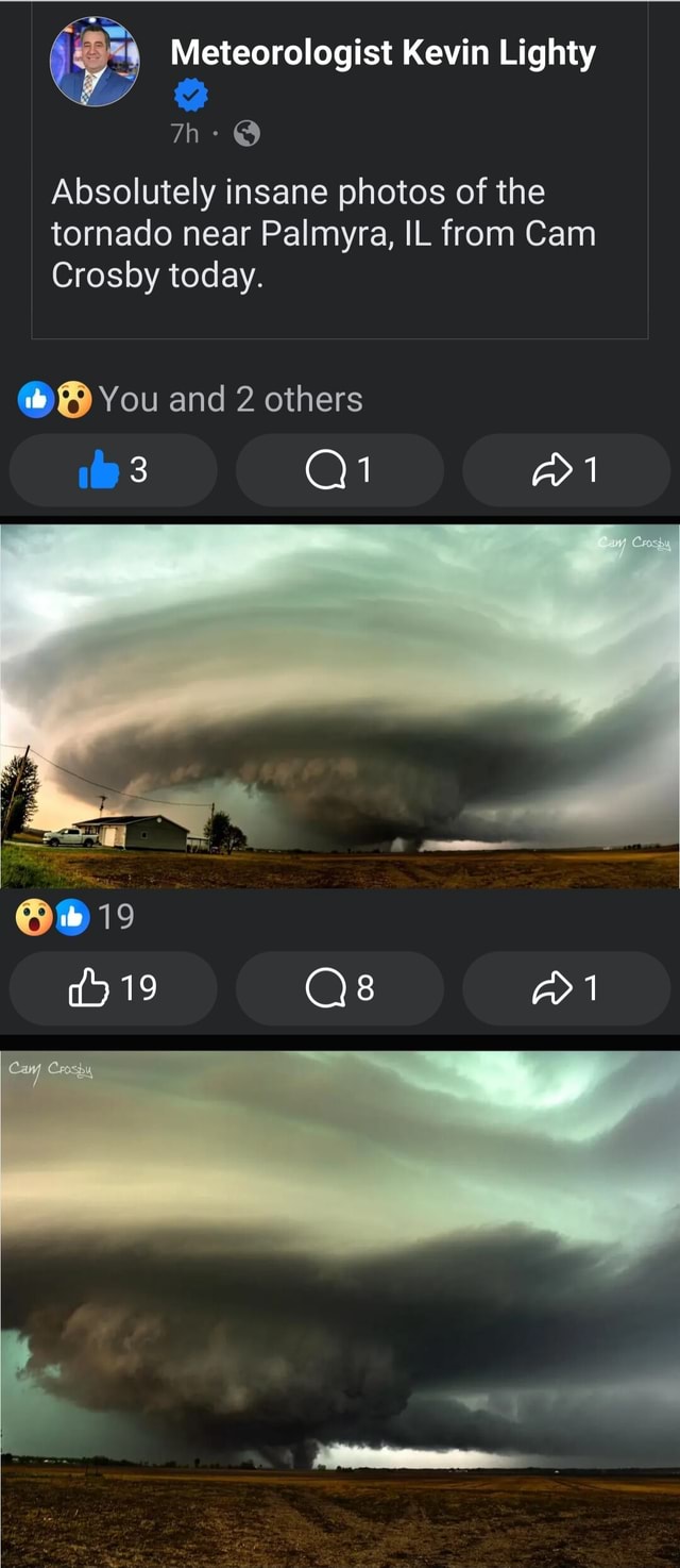 Meteorologist Kevin Lighty Absolutely insane photos of the tornado near ...
