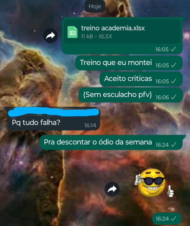 Montei um treino. Pq tudo até falha? - Hoje treino academia.xIsx kB ... Montei um treino. Pq tudo até falha? - Hoje treino academia.xIsx kB ...