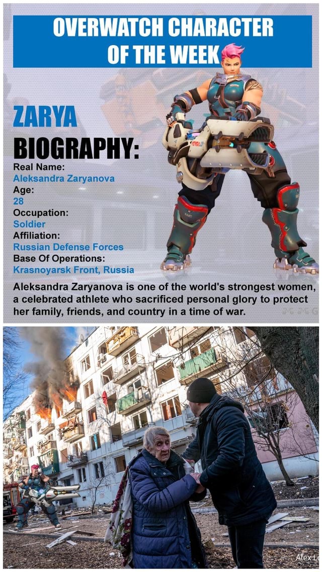 OVERWATCH CHARACTER OF THE WEEK Real Name: ZARYA BIOGRAPHY: Aleksandra ...