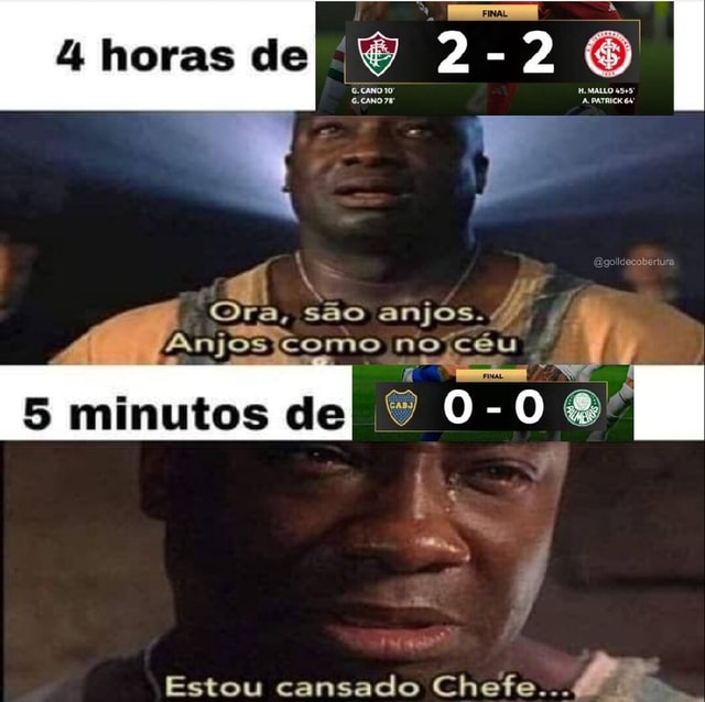 Horas de tiga são anjos., come céu 5 minutos de 9 0-0 Estou cansado ...
