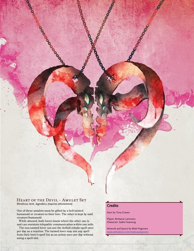 HEART OF THE Devi - AMULET SET Wondrous item, legendary (requires ...