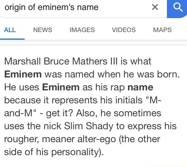 Marshall Bruce Mathers III is what Eminem was named when he was born ...