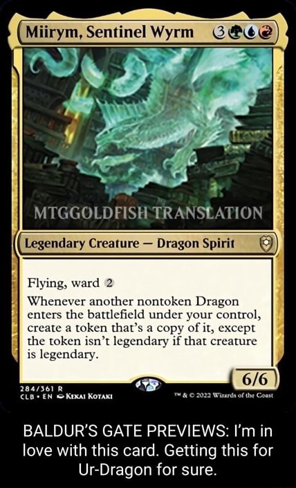 M, Sentinel Wyrm ex. Flying, ward 2 Whenever another nontoken Dragon ...
