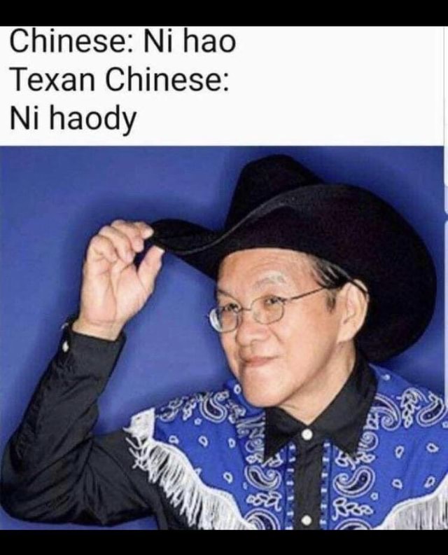 Chinese: Ni hao Texan Chinese: Ni haody - iFunny Brazil