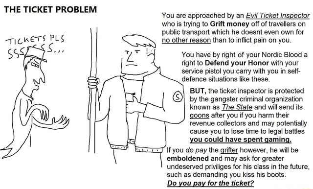 THE TICKET PROBLEM You are approached by an Evil Ticket Inspector who ...