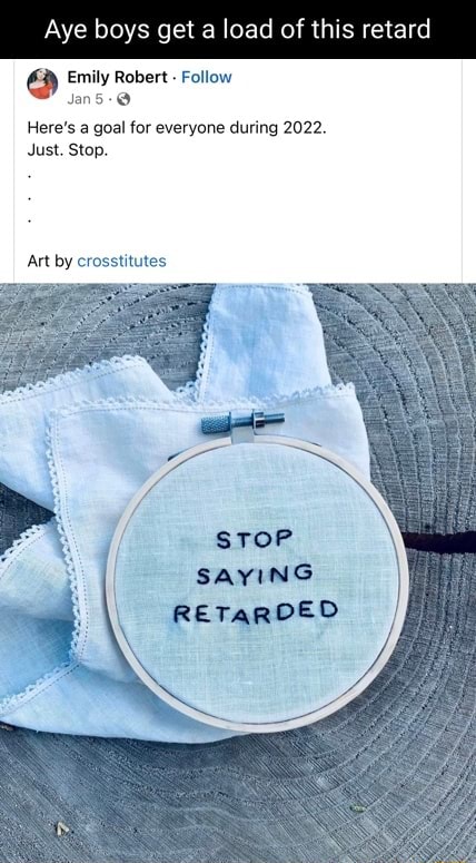 Aye boys get a load of this retard Here's a goal for everyone during ...