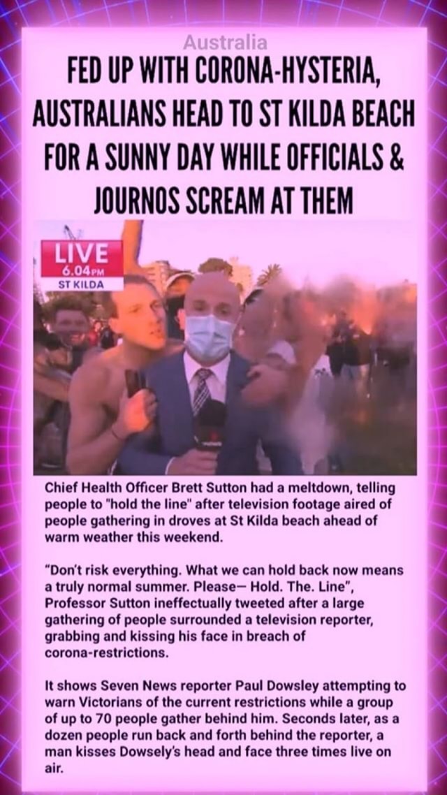 FED UP WITH CORONA-HYSTERIA, AUSTRALIANS HEAD ST KILDA BEACH FOR A ...