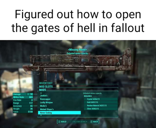 Figured out how to open the gates of hell in fallout Missing Name ...