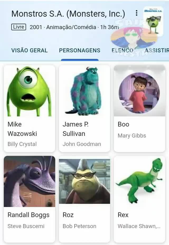 Monstros S.A. (Monsters, Inc.) Livre} 2001 - - VISAO GERAL PERSONAGENS ...