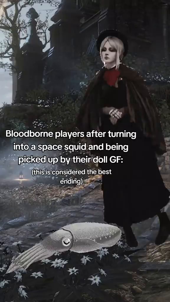 Bloodborne players after turning into a space squid and being picked up ...