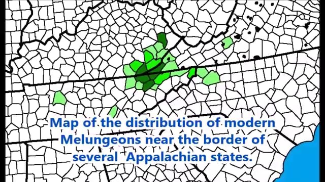Map of. the distribution of modern 9 Melungeons near, the border of ...