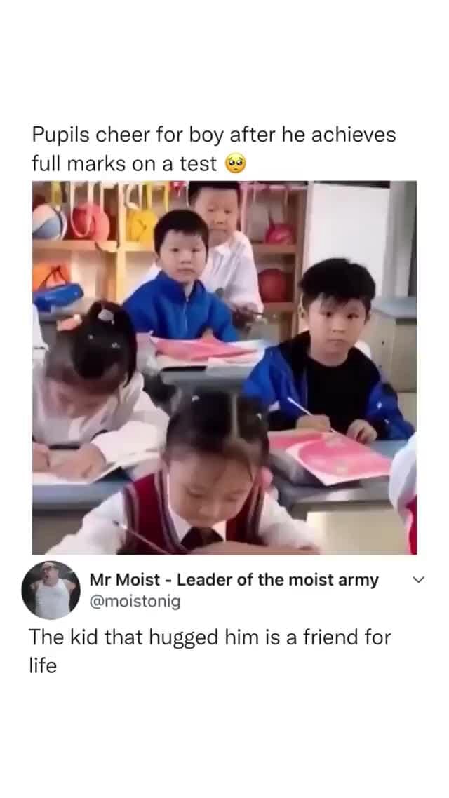 Pupils cheer for boy after he achieves full marks on a test Mr Moist ...