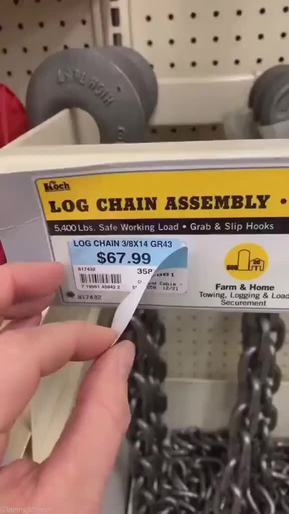 LOG CHAIN ASSEMBLY 5,400 Lbs, Safe Working Load Grab & Slip Hooks LOG ...