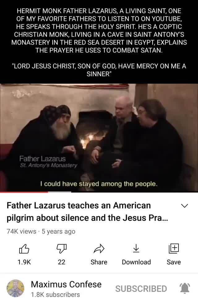 HERMIT MONK FATHER LAZARUS, A LIVING SAINT, ONE OF MY FAVORITE FATHERS ...