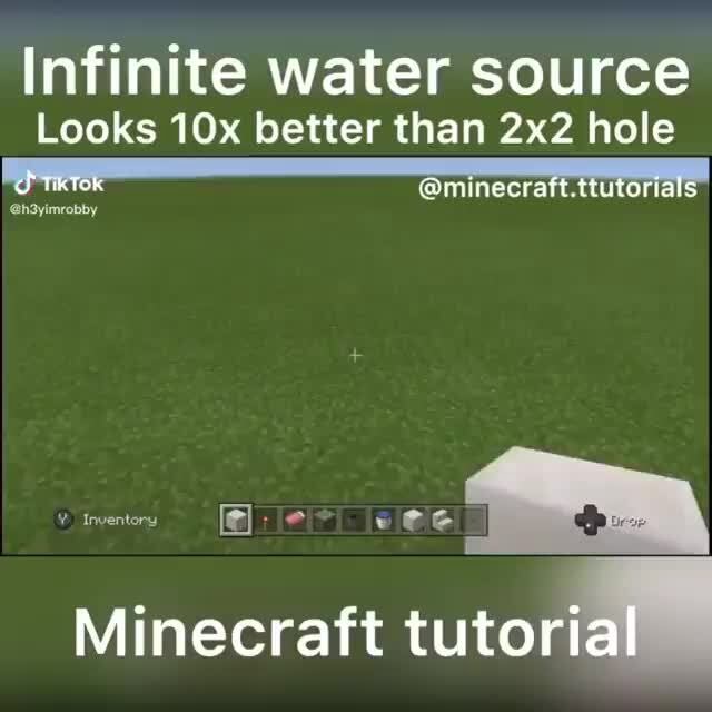 Infinite water source Looks 10x better than 2x2 hole Minecraft tutor ...